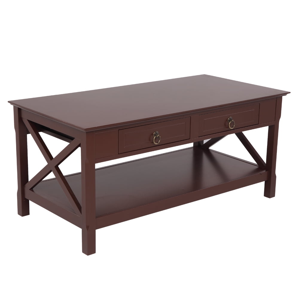 Veryke End Table, 2-Tier Tea Coffee Table w/ Two Drawers and Storage ...