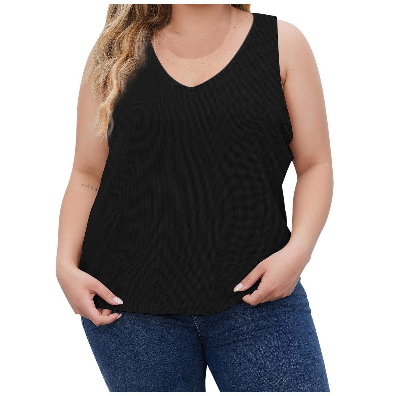 Click here for Timegard Womens Plus Size Tank Tops Ribbed V-Neck... prices
