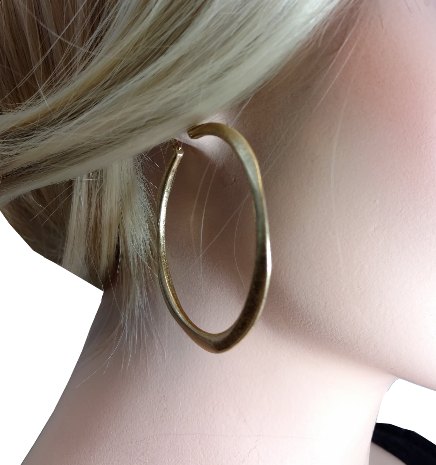 Hammered Wave Gold Tone Snap Down Hoop Earrings 2 3/16" - Walmart.com