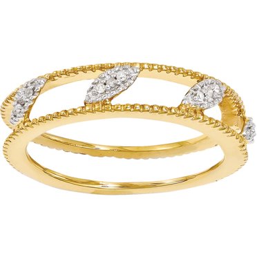 14kt Yellow Gold Plated Diamond Accent Stackable Heart Ring - Walmart.com