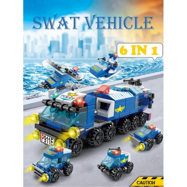 Police 147pc Six-In-One Building Block Set With Built-In Assembly ...