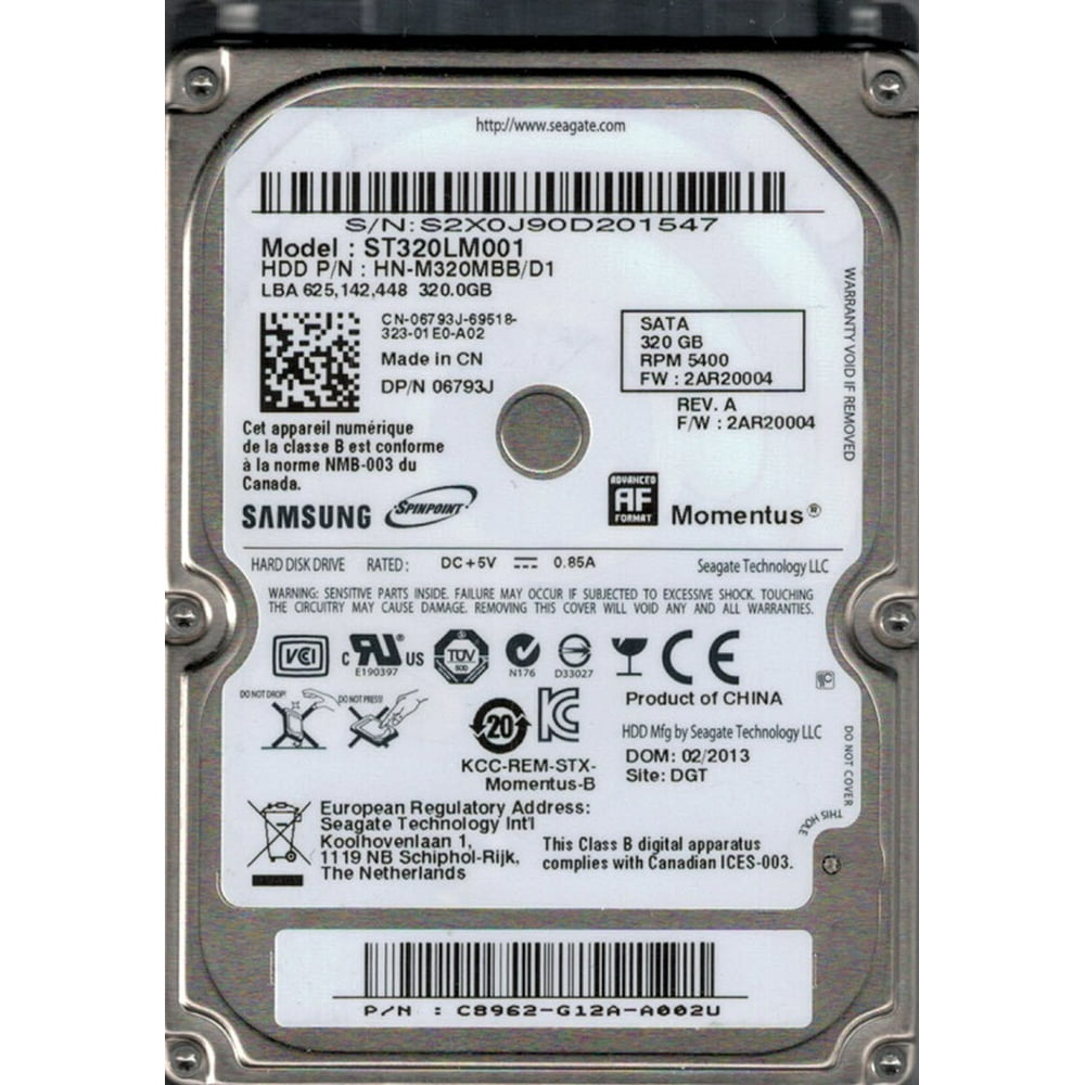 ST320LM001 HN-M320MBB/D1 F/W: 2AR20004 Samsung 320GB - Walmart.com ...