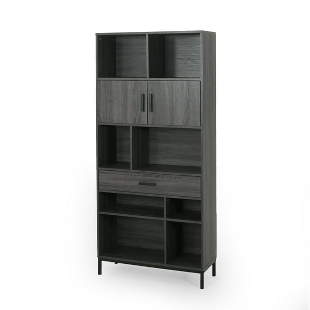 Noble House Cataleya Contemporary Faux Wood Cube Unit Bookcase, Dark ...