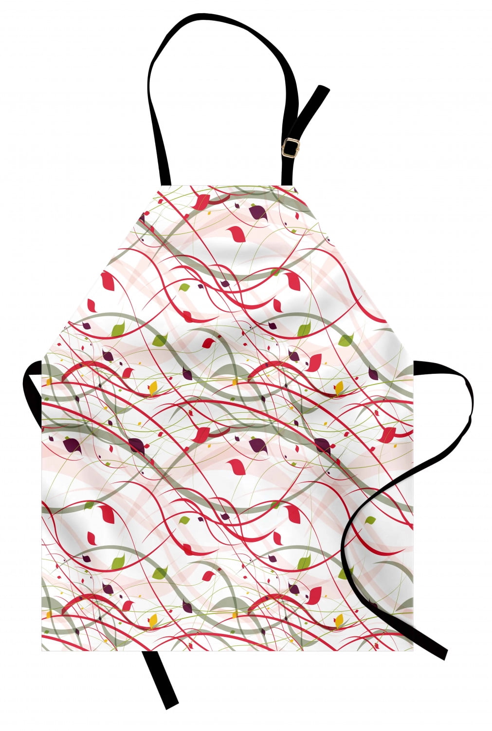 Modern Art Apron Bizarre Curl Lines Like Tree Branches with Leaves ...