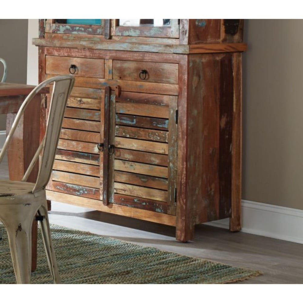 Rustic Multi Color Wooden Buffet with Concealed Storage - Walmart.com