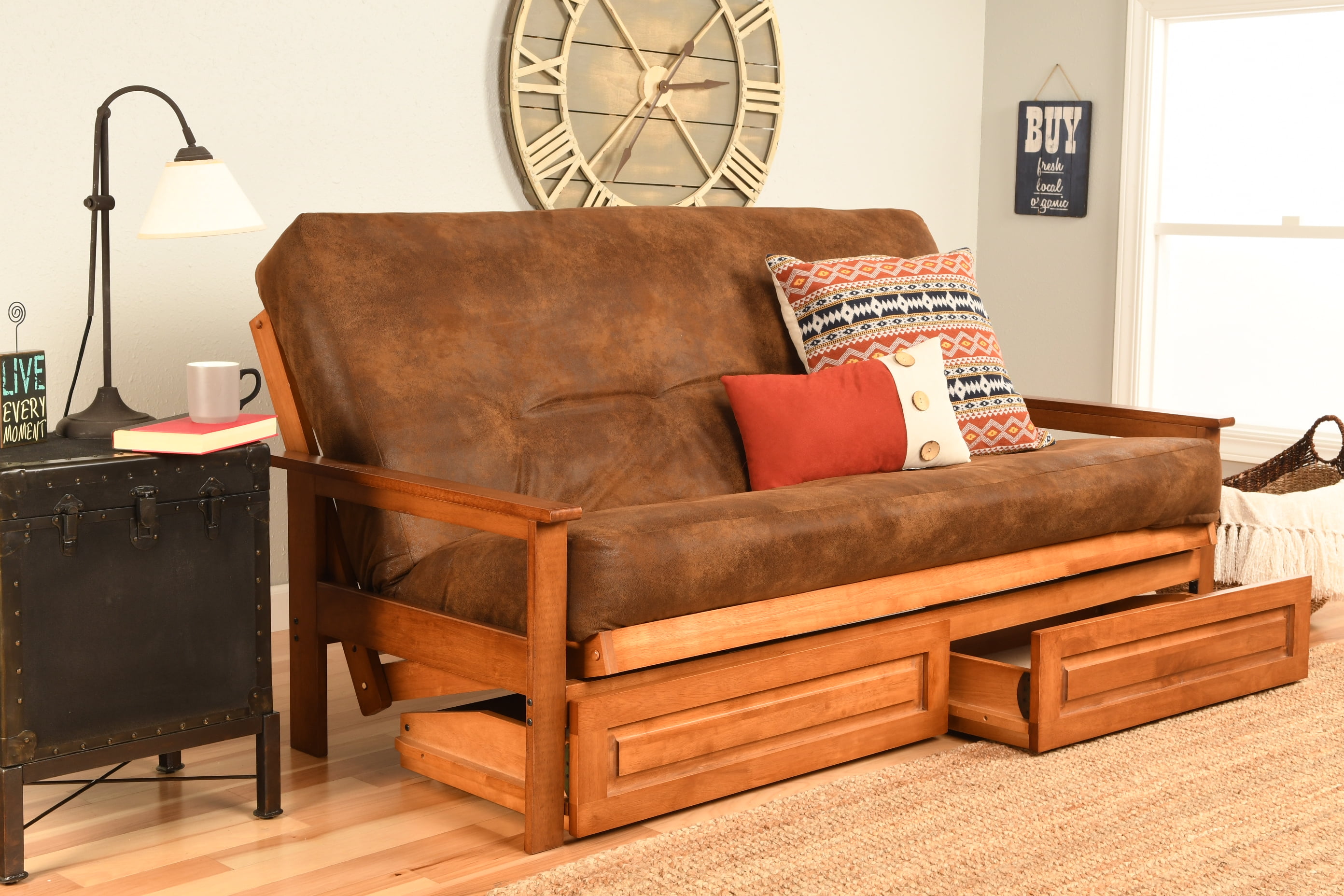 Albany Futon with storage in Barbados Finish, Multiple Colors - Walmart.com