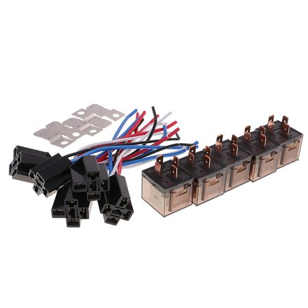 5 Pieces 12 V 4 Pin Automotive Relays with 4 Wires Wiring Harness 80 ...