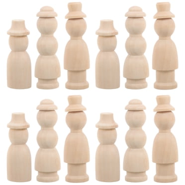 Unfinished Wooden Peg Toys: 3Pcs Wooden People Figures Natural Peg Toys ...