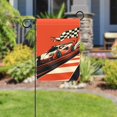 Cool Speeding Racing Car with Checkered Flag Pattern Welcome Garden ...