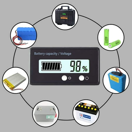 MACHSWON 12/24/48V Battery Status Charge LCD Digital Indicator Monitor ...