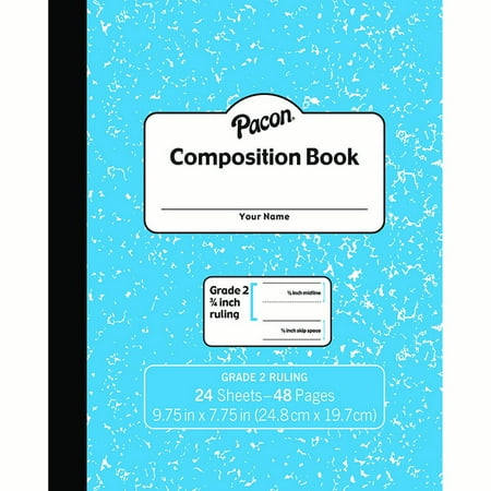 Composition Book, Grade 2, Blue Marble, 3/4" X 3/8" X 3/8" Ruled, 9-3/4 ...