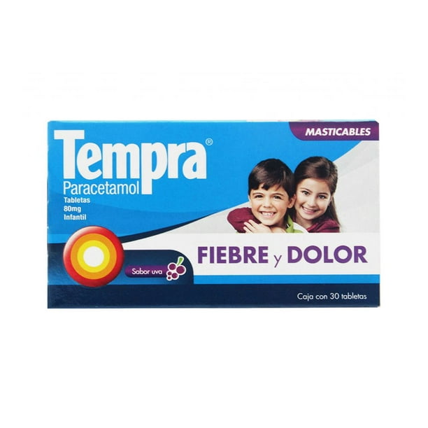 Tempra Masticable 80 mg Caja Con 30 Tabletas Sabor Uva Tempra LOCION ...
