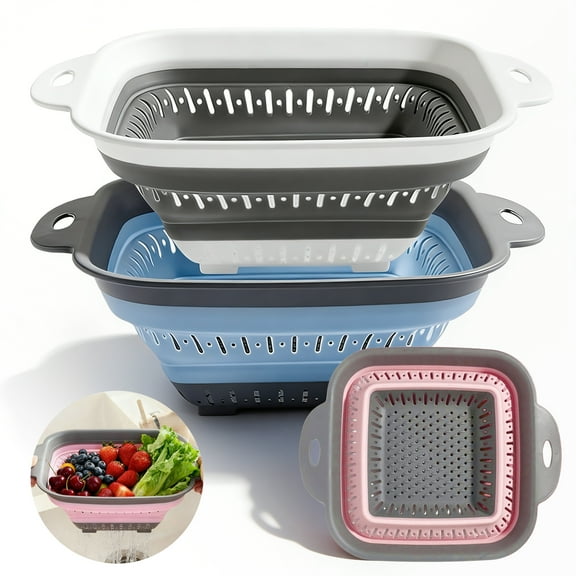 BLUE GINKGO Adjustable 3-in-1 Sink Colander, Plastic Strainer Basket ...