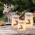Christmas Flameless LED Flickering Candles, Real Wax, Gold Deer, 3 Pack ...