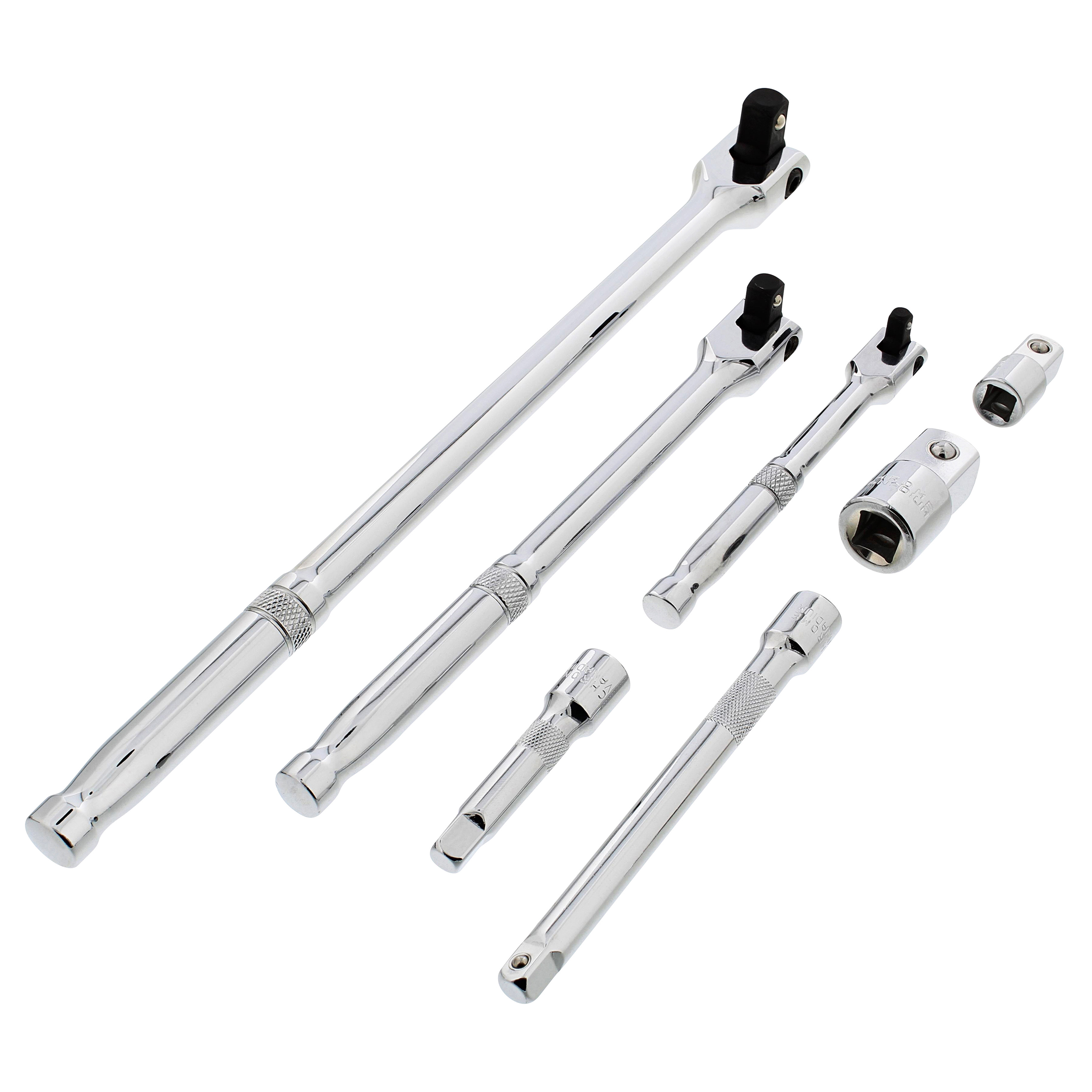 ABN Flex Handle Breaker Bar Set 7pc - 1/4 3/8 and 1/2in Drive Breaker ...