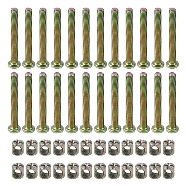 GFDYREE M6 x 50mm Zinc Plated Bolt Nut Set Furniture Cot Bed Hex Drive ...