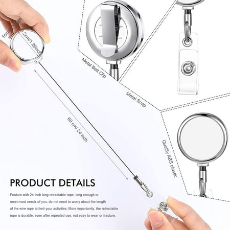 8 Pieces Stainless Steel Sublimation Badge Holder Reel Retractable ...