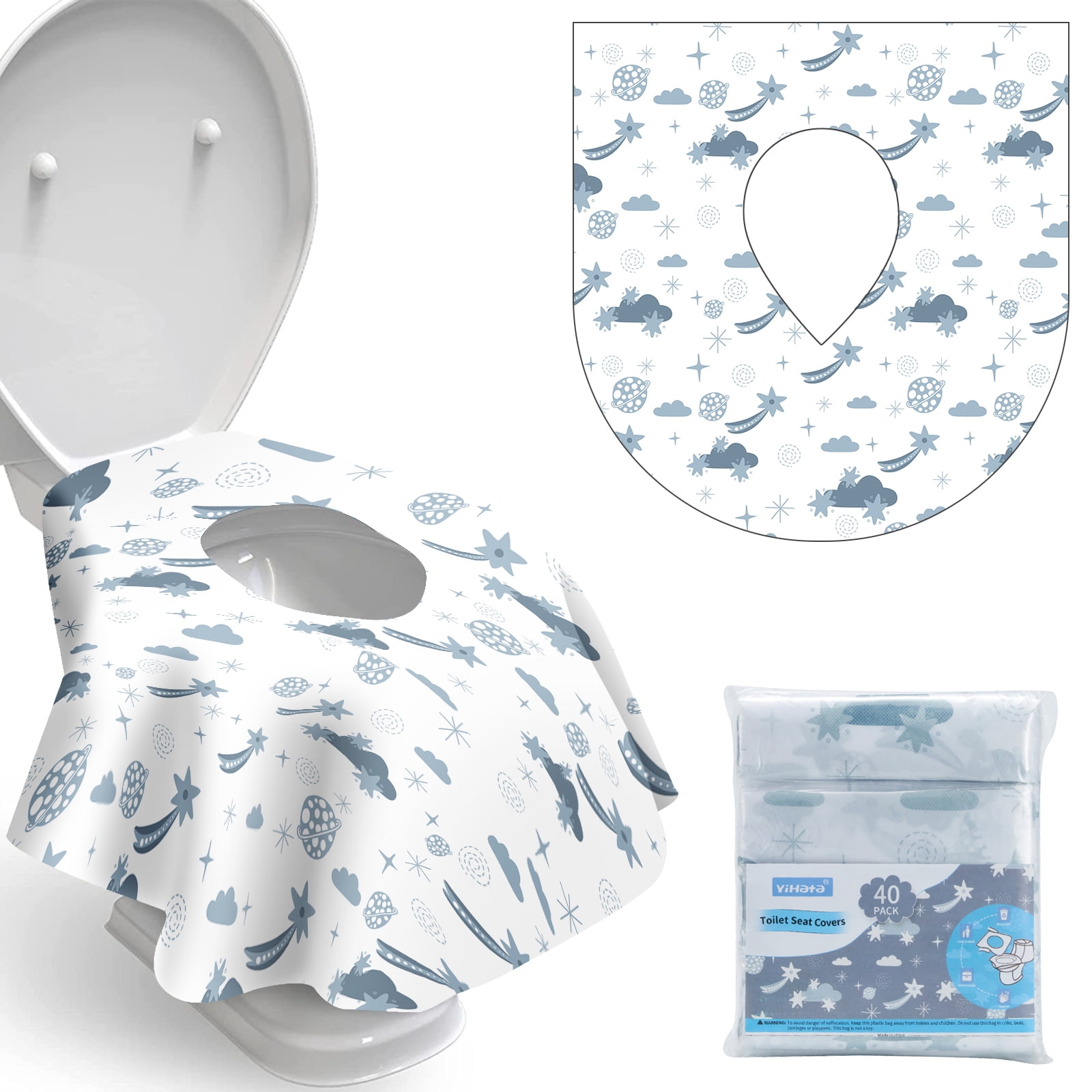 YIHATA Disposable Toilet Seat Covers - 40 Pack - Waterproof, Ideal for ...