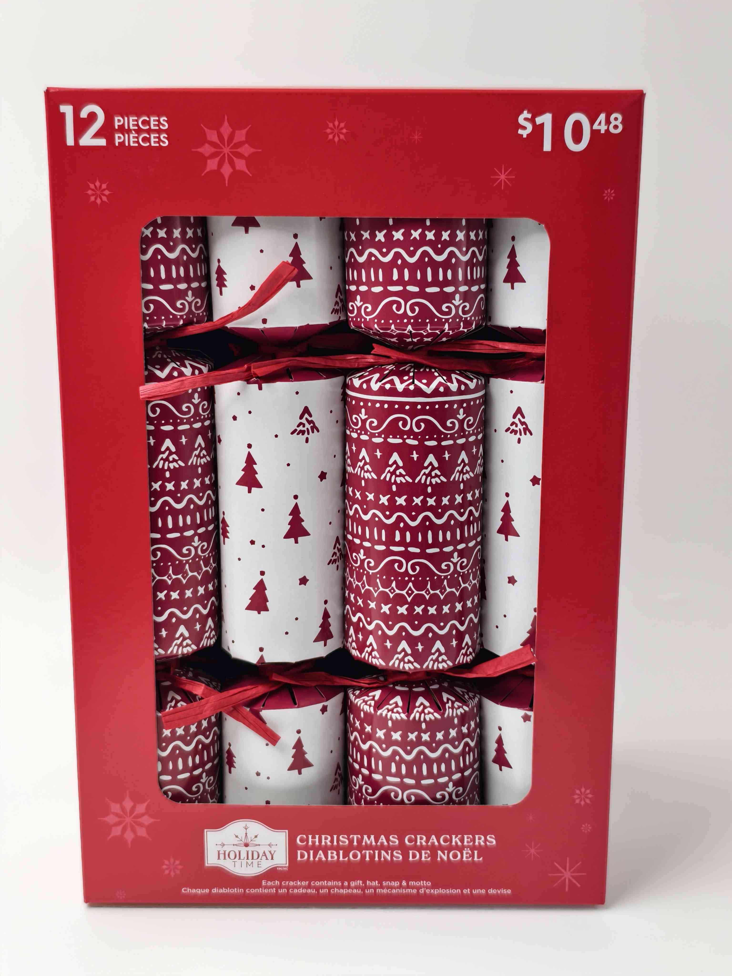 holiday Time 12pk X 11" Family Christmas Crackers, Red Trees Pattern ...
