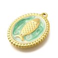 7pc 304 Stainless Steel Enamel Pendants Oval with Fish Charm Real 18K ...