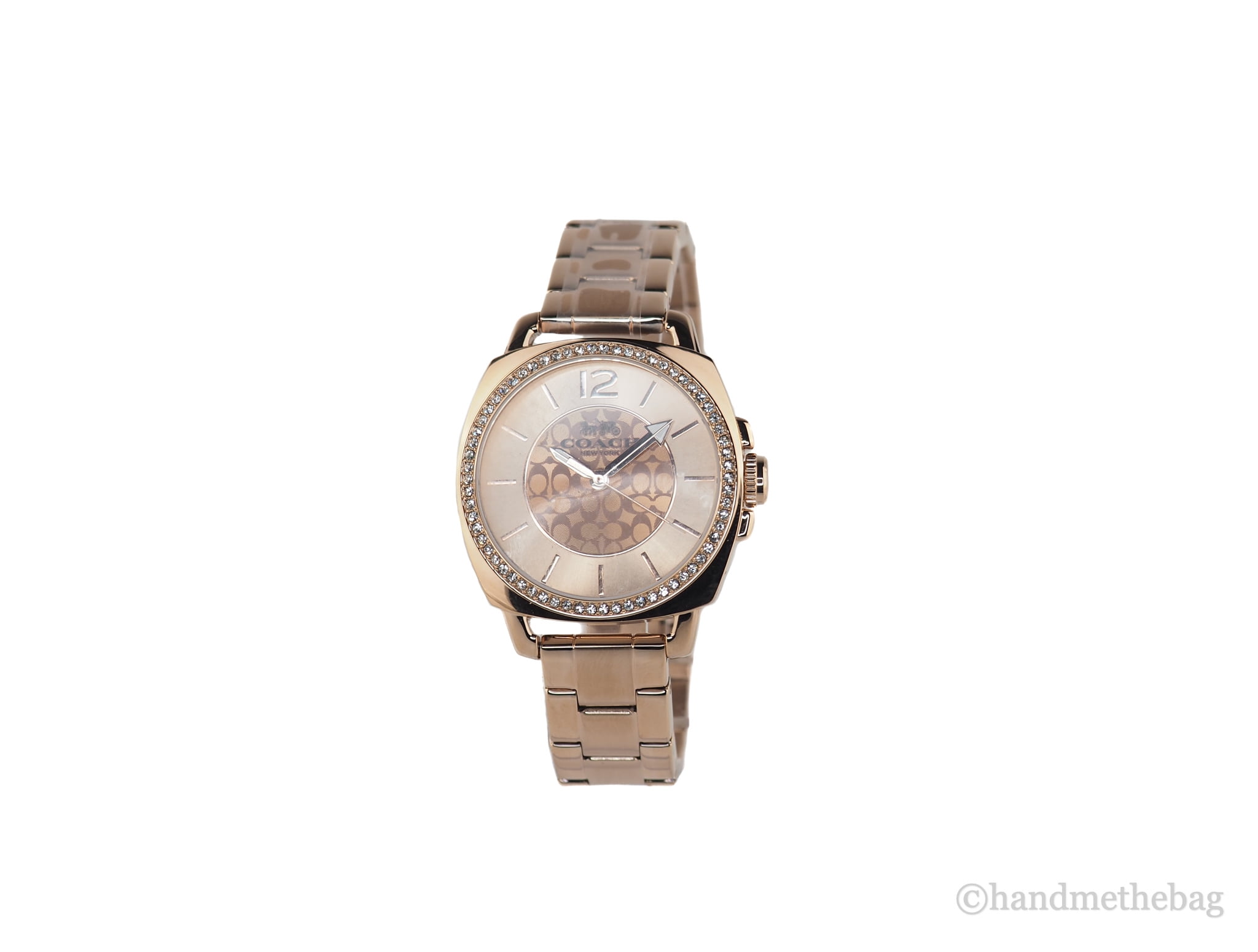 Coach (14503142) Boyfriend Crystal Bezel Logo Dial Rose Gold Toned ...