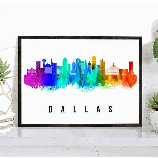 Pera Print Dallas Skyline Texas Poster, Dallas Cityscape Painting ...