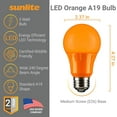 Sunlite Colorful Indoor LED A19 Orange Light Bulbs, 3W (25w Equivalent ...