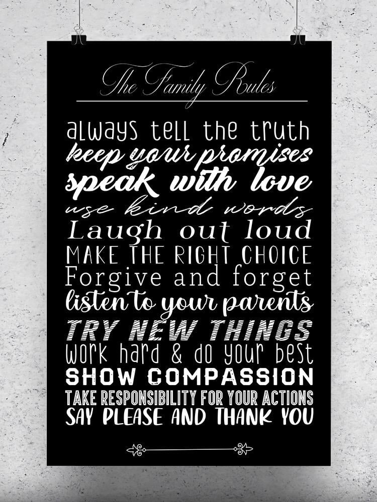 The Family Rules Poster - Smartprints Designs, - Walmart.com