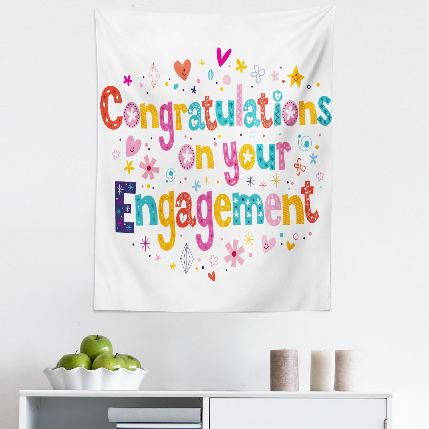 Colorful Tapestry, Congratulations Theme Hearts Spots Floral Detail Art ...