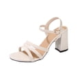 Afuyipoi Women's Block Heel Buckle Sandals Open Toe Ankle Strap Summer ...