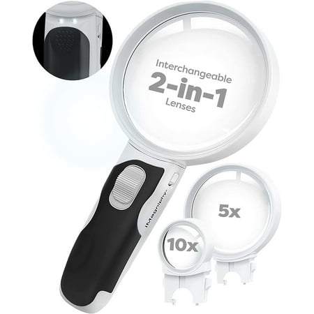 Powerful Magnifying Glass with Light- Senior Citizen Gifts- 5X & 10X ...