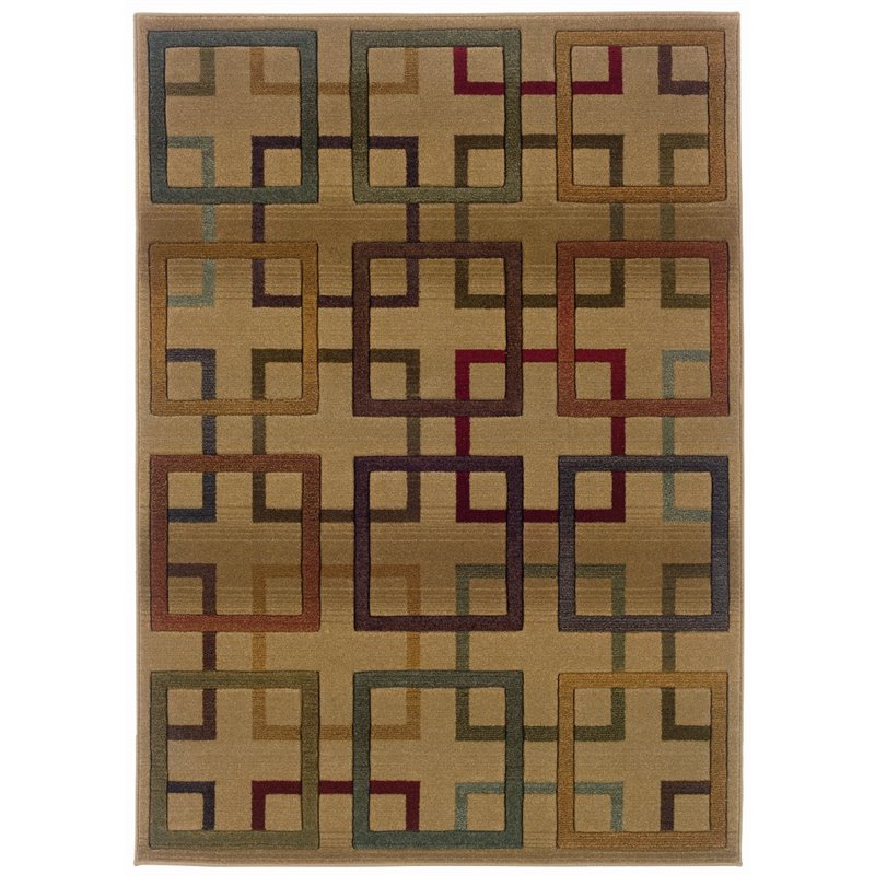 Sphinx Genesis Area Rugs - 096J1 Contemporary Beige Geometric Squares ...