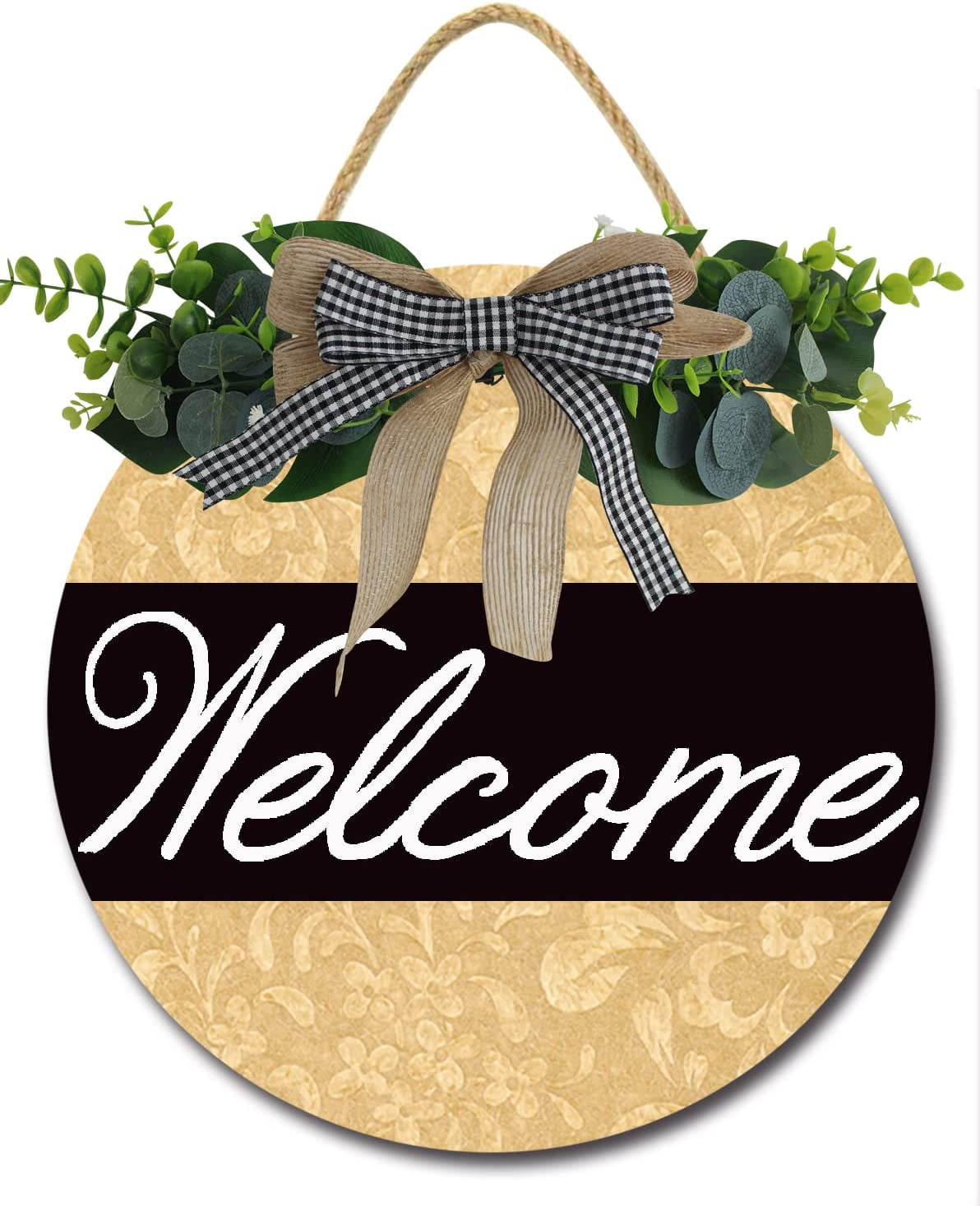Eveokoki 11" Welcome Round Sign for Front Door Porch Farmhouse Wreaths ...
