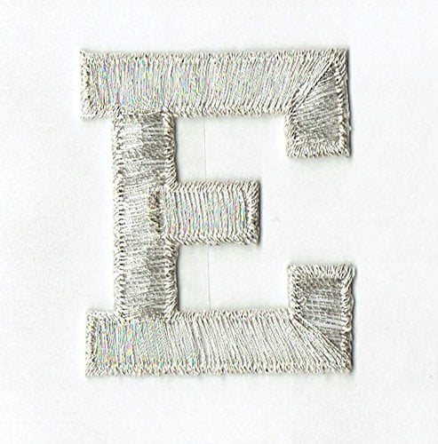 Alphabet Letter - E - Color Silver - 2" Block Style - Iron On ...