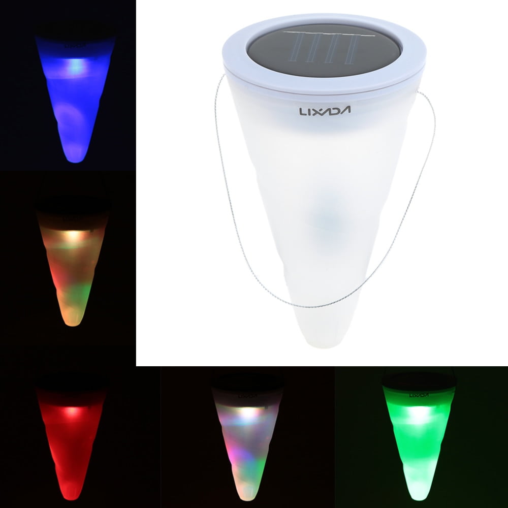 Solar Powered LED Outdoor Hanging Lights Cone Shaped Balcony Garden ...