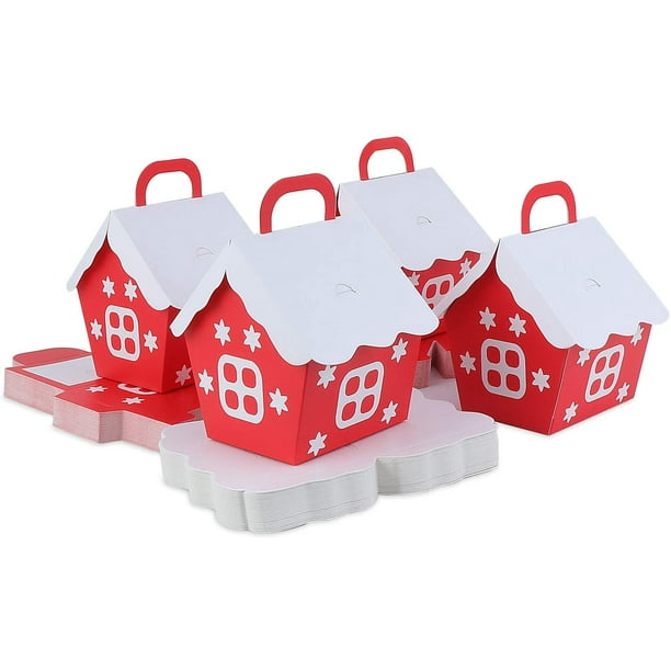Set Of 50 Candy Paper Christmas Gift Boxes, House Shaped Boxes ...