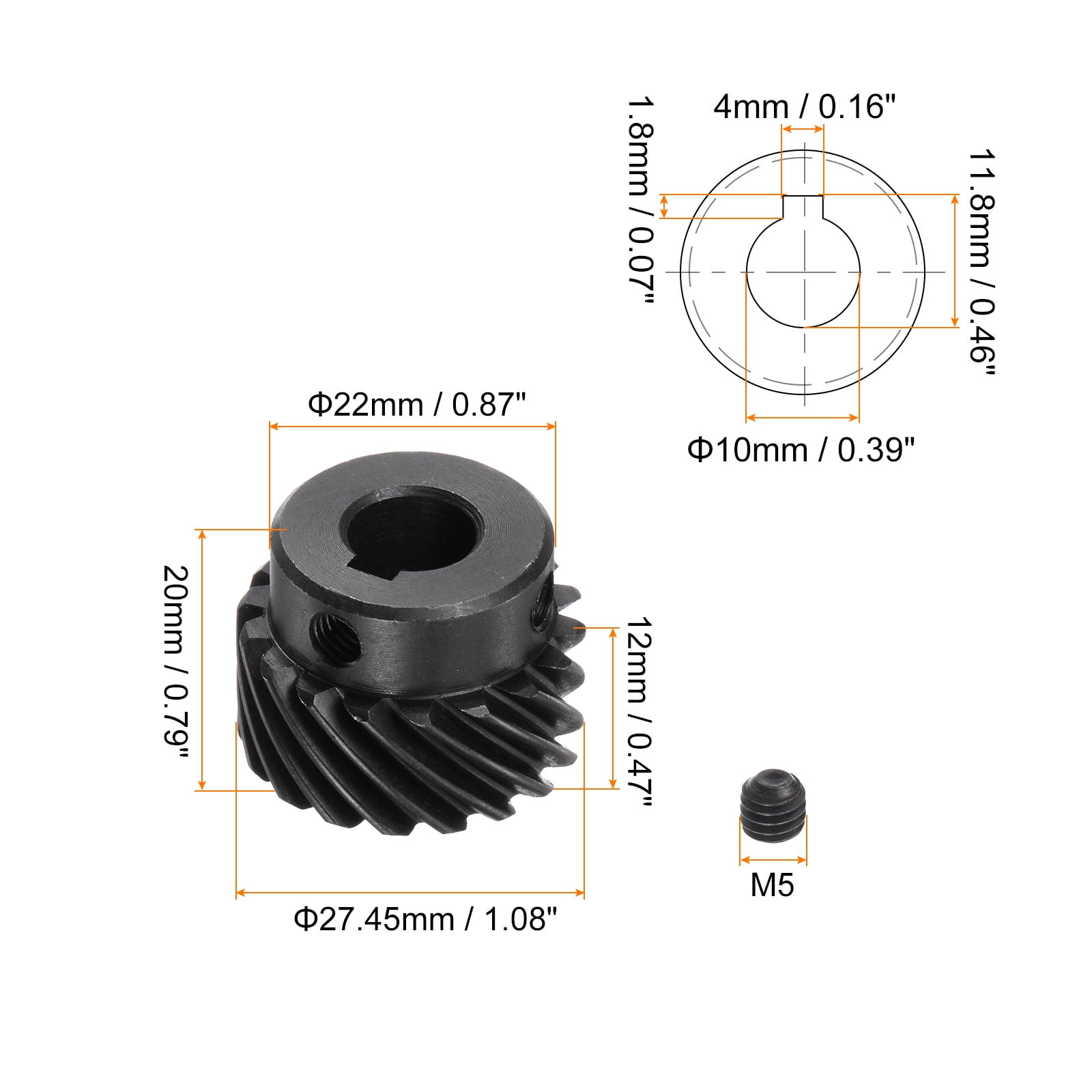 Buy Uxcell 10mm Aperture 18T Helical Gear 1 Mod 4x1.8mm Keyway Motor ...