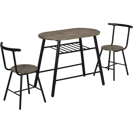 3-Piece Dining Table Set, Oval Kitchen Table and 2 Chairs, Small ...