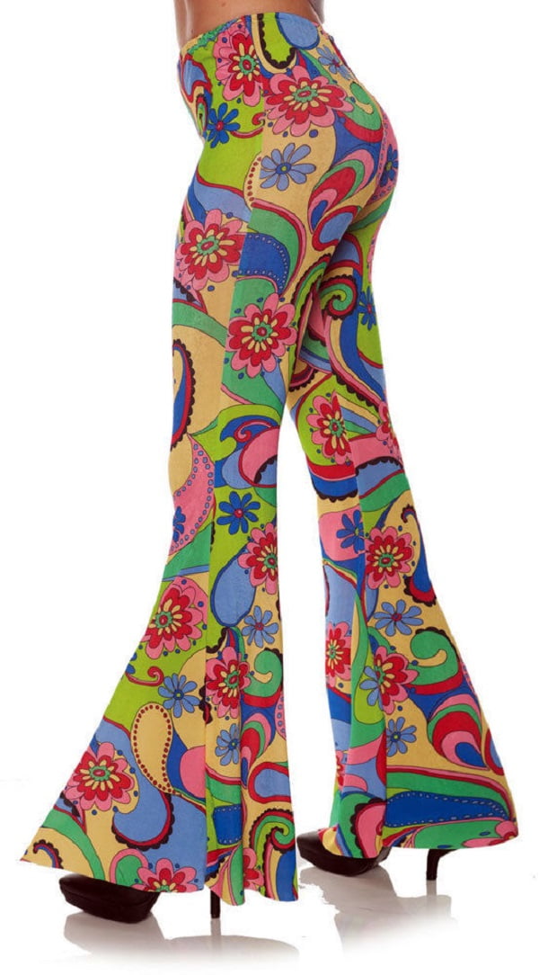 70s Flower Power Costume Bell Bottoms Hippie Flare Pants Adult Womens