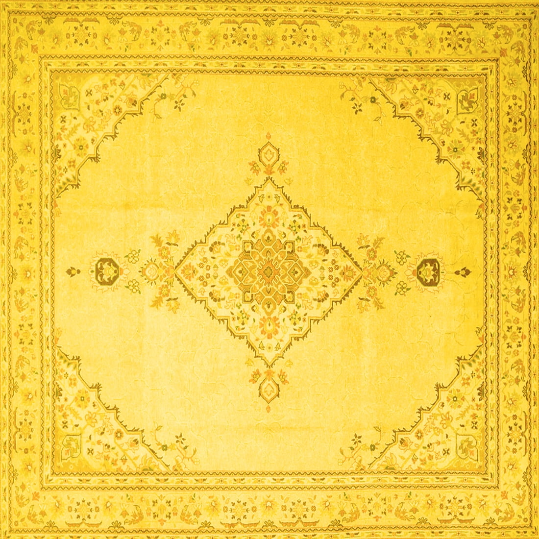 Ahgly Company Indoor Square Persian Yellow Traditional Area Rugs, 6 ...