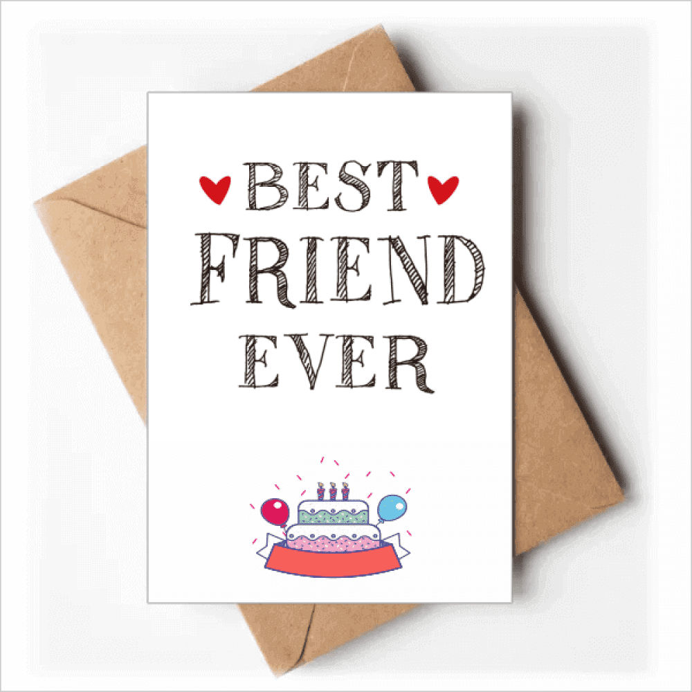 Best friend ever Quote Heart Happy Birthday Greeting Cards Envelopes ...