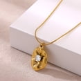 14k pure silver gold-plated geometric zircon necklace, versatile, round ...