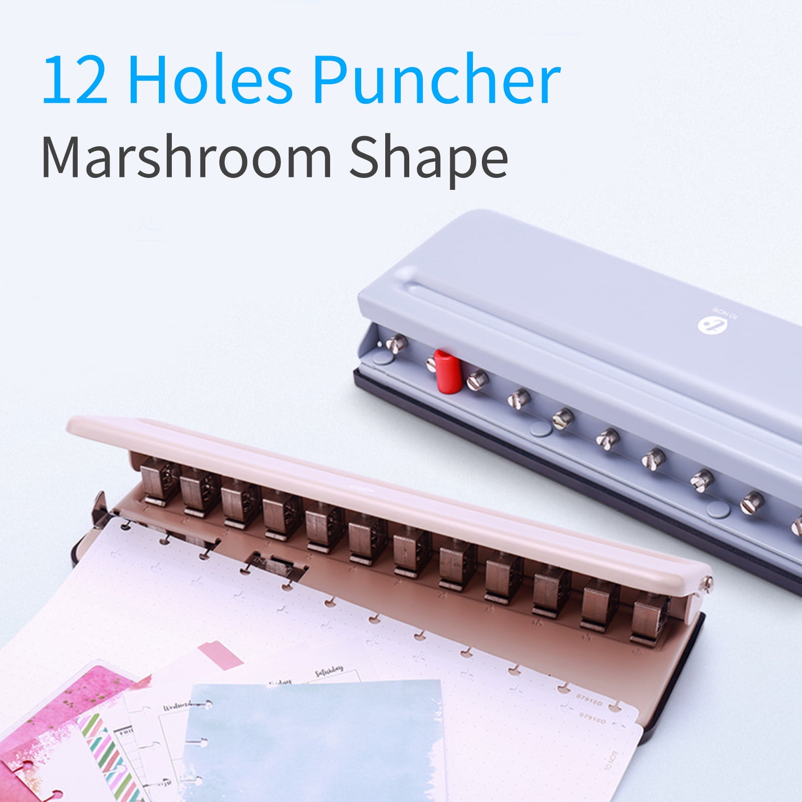 12 Hole Mushroom Shaped Hole Adjustable Punch 6 Sheets A4 Capacity ...