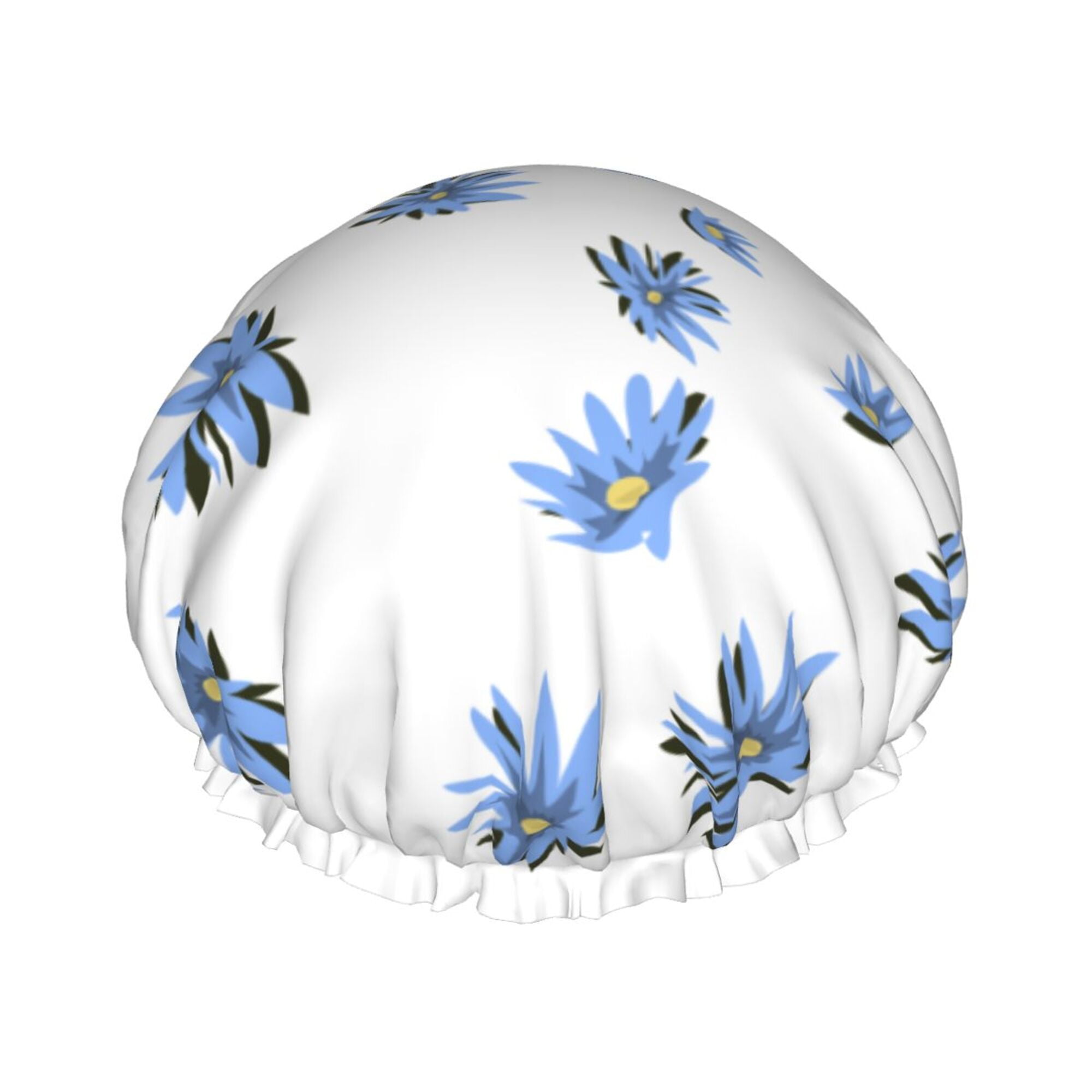 YFYANG Women's Double Waterproof Shower Cap, Blue Lotus Pattern ...