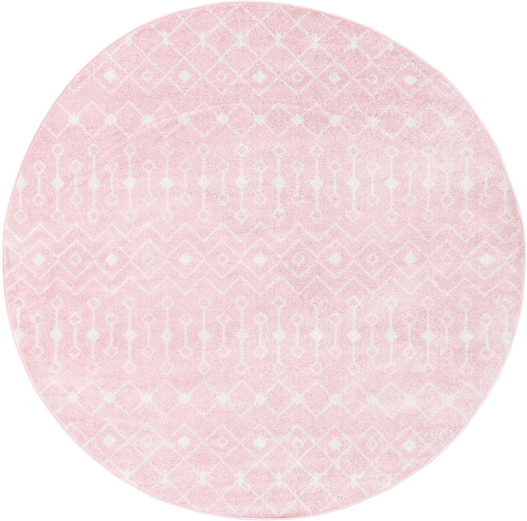 Rugs.com Moroccan Trellis Collection Rug – 8 Ft Round Pink Medium Rug ...