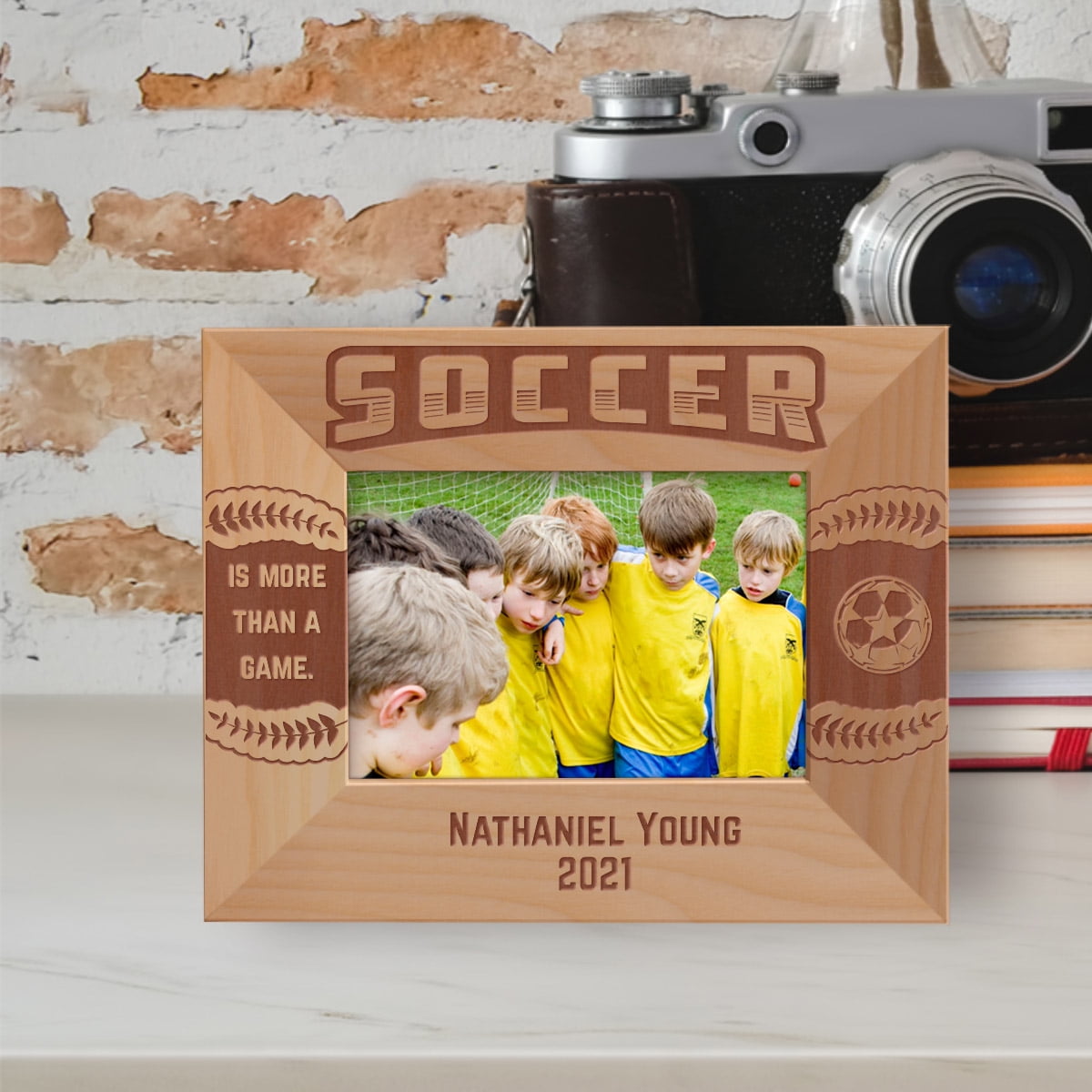 Soccer Is More Than A Game Personalized Wooden Frame-5" x 3 1/2" Brown ...