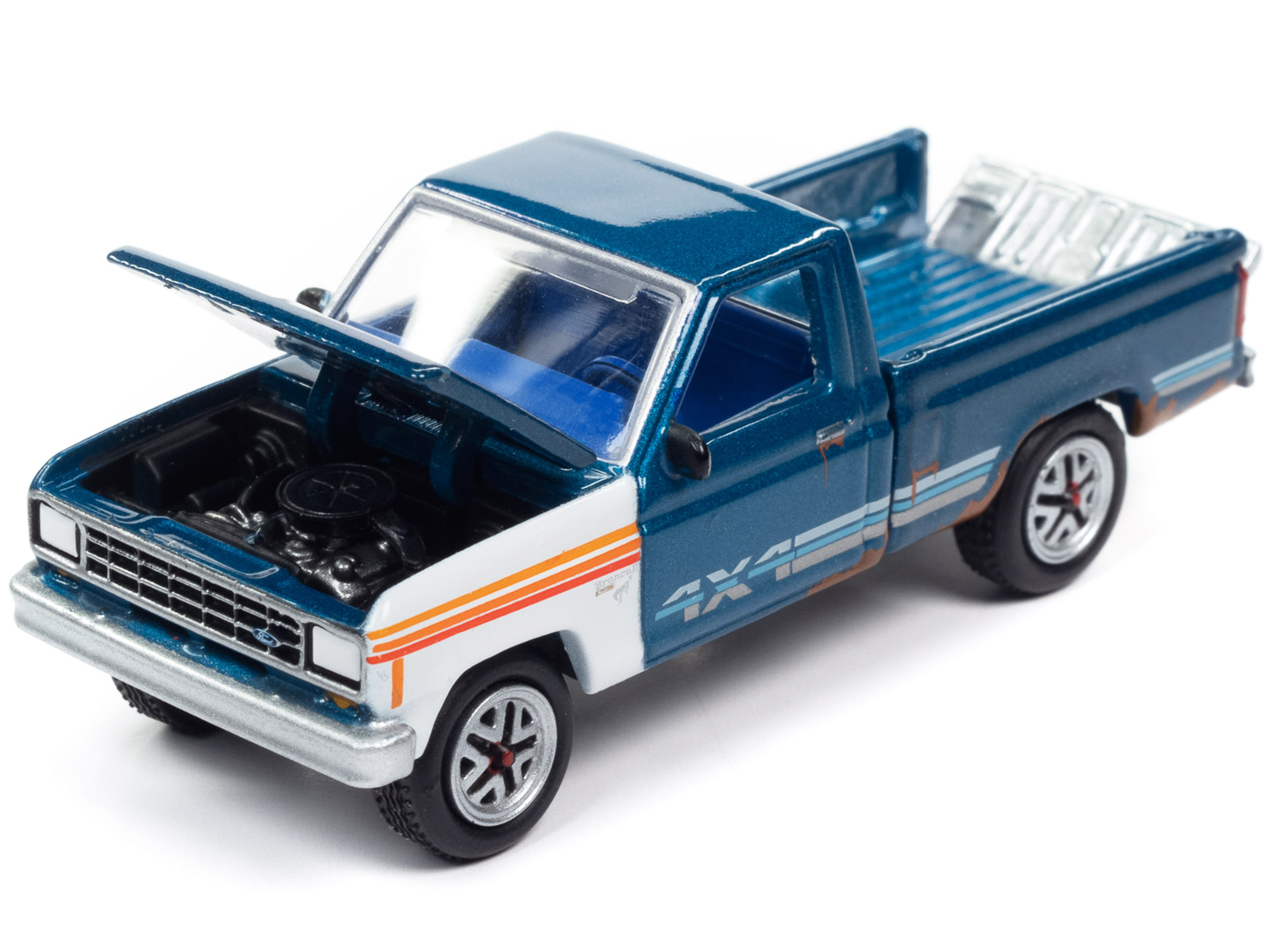 Diecast 1984 Ford Ranger 4x4 Pickup Truck Brite Blue Metallic with ...