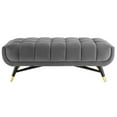 Pemberly Row 17" x 47.5" Modern Performance Velvet Tufted Bench in Gray ...