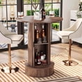 WARAYZ Round Bar Table with Hidden Storage & Sliding Door, 27.5" Top ...