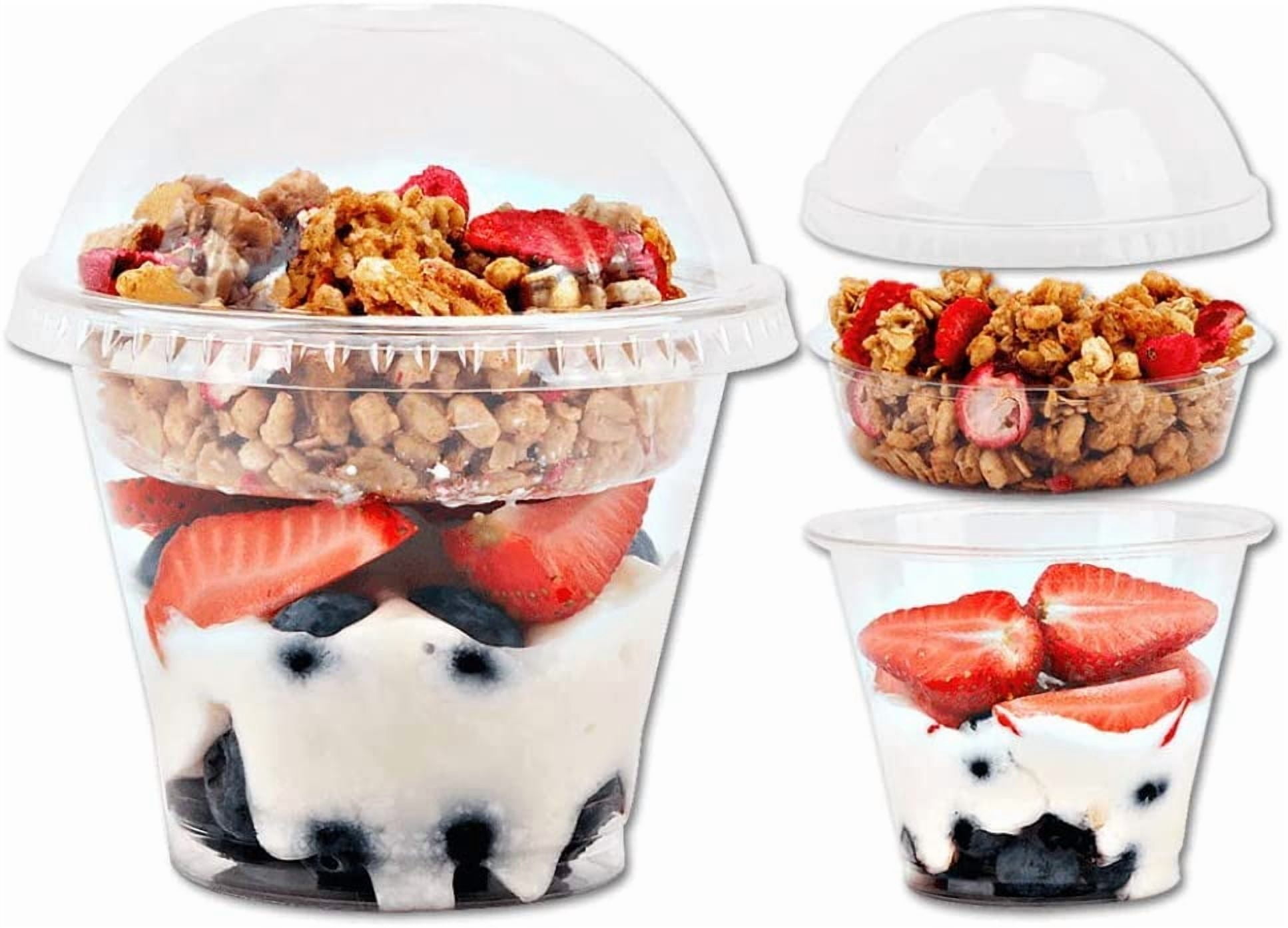 9oz Clear Plastic Parfait Cups with Insert 3.25oz & Dome Lids No Hole ...